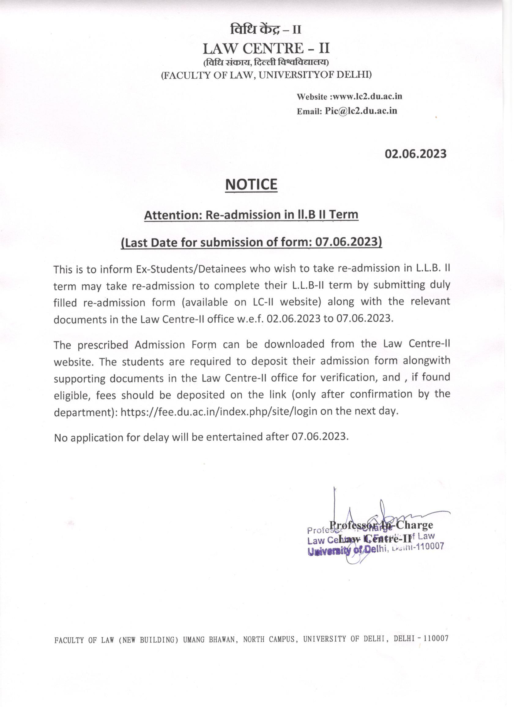 Notice - Archives – Law Centre-II